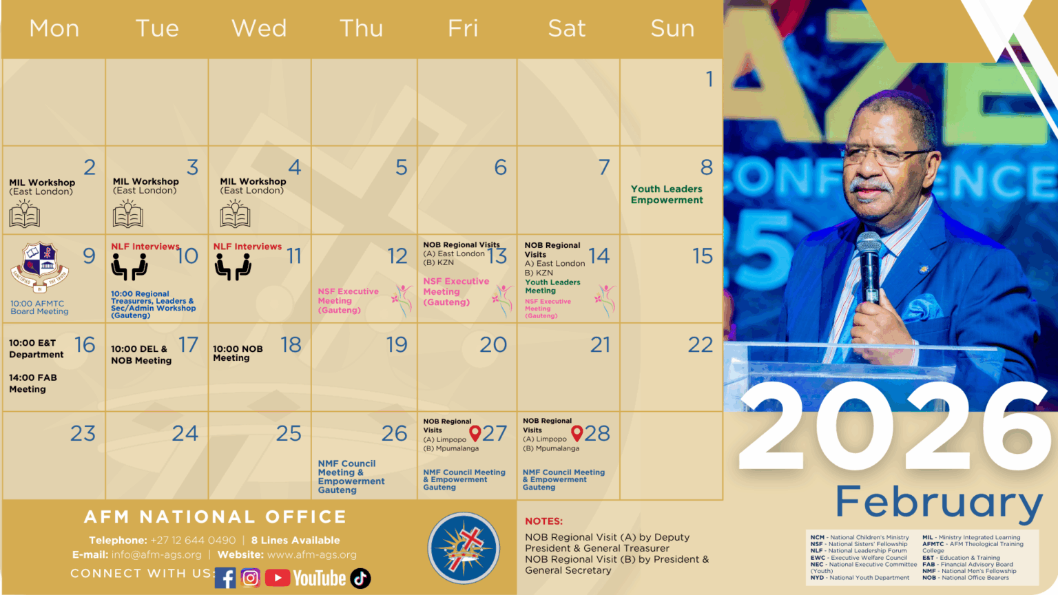 2026 AFM of SA Calendar - The Apostolic Faith Mission of South Africa